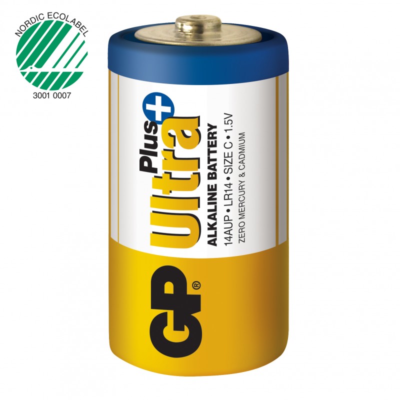 Pile alcaline GP Ultra+ 1,5V C LR14 Blister 2